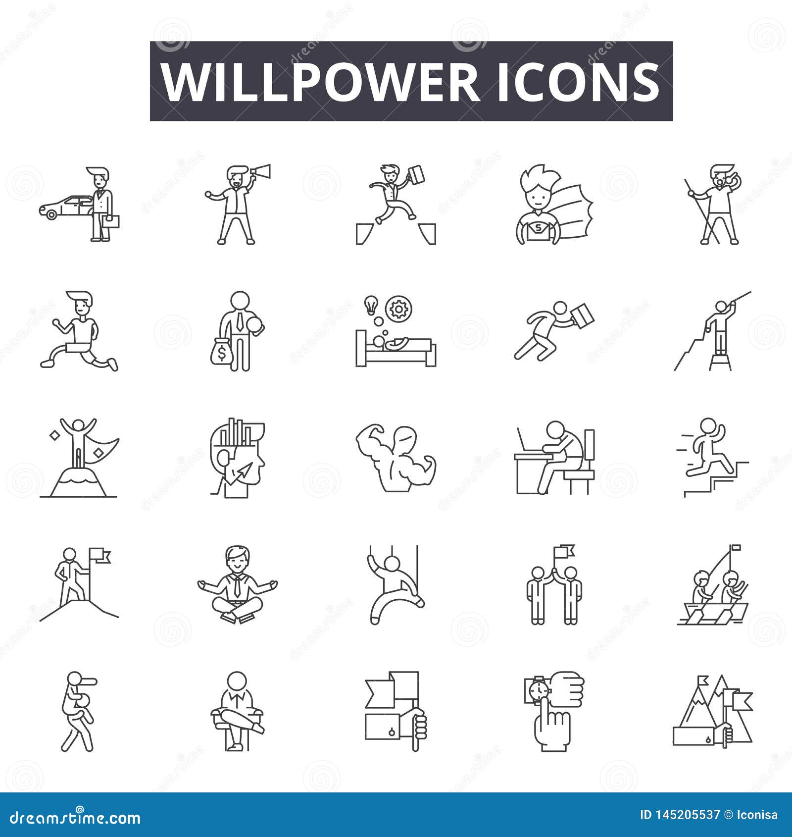 Willpower Line Icons, Signs, Vector Set, Outline Illustration Concept ...