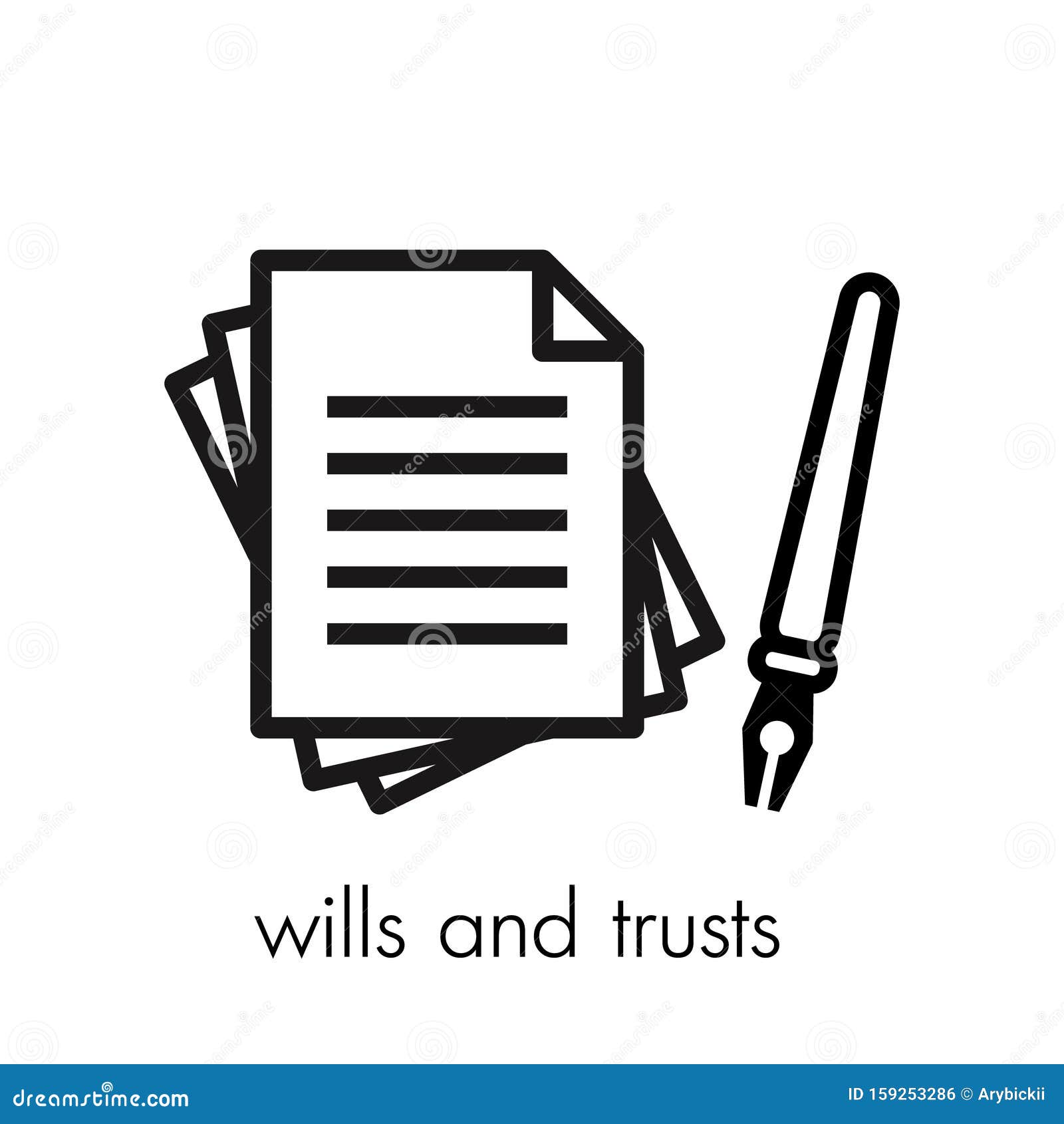 Wills and trusts icon stock vector. Illustration of hand - 159253286