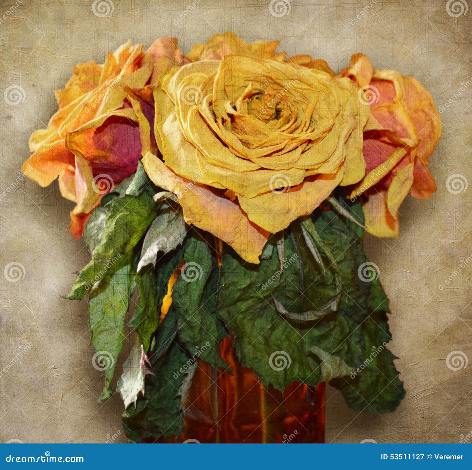 Wilted Roses. Photo with Vintage, Retro Effect. Stock Image - Image of ...