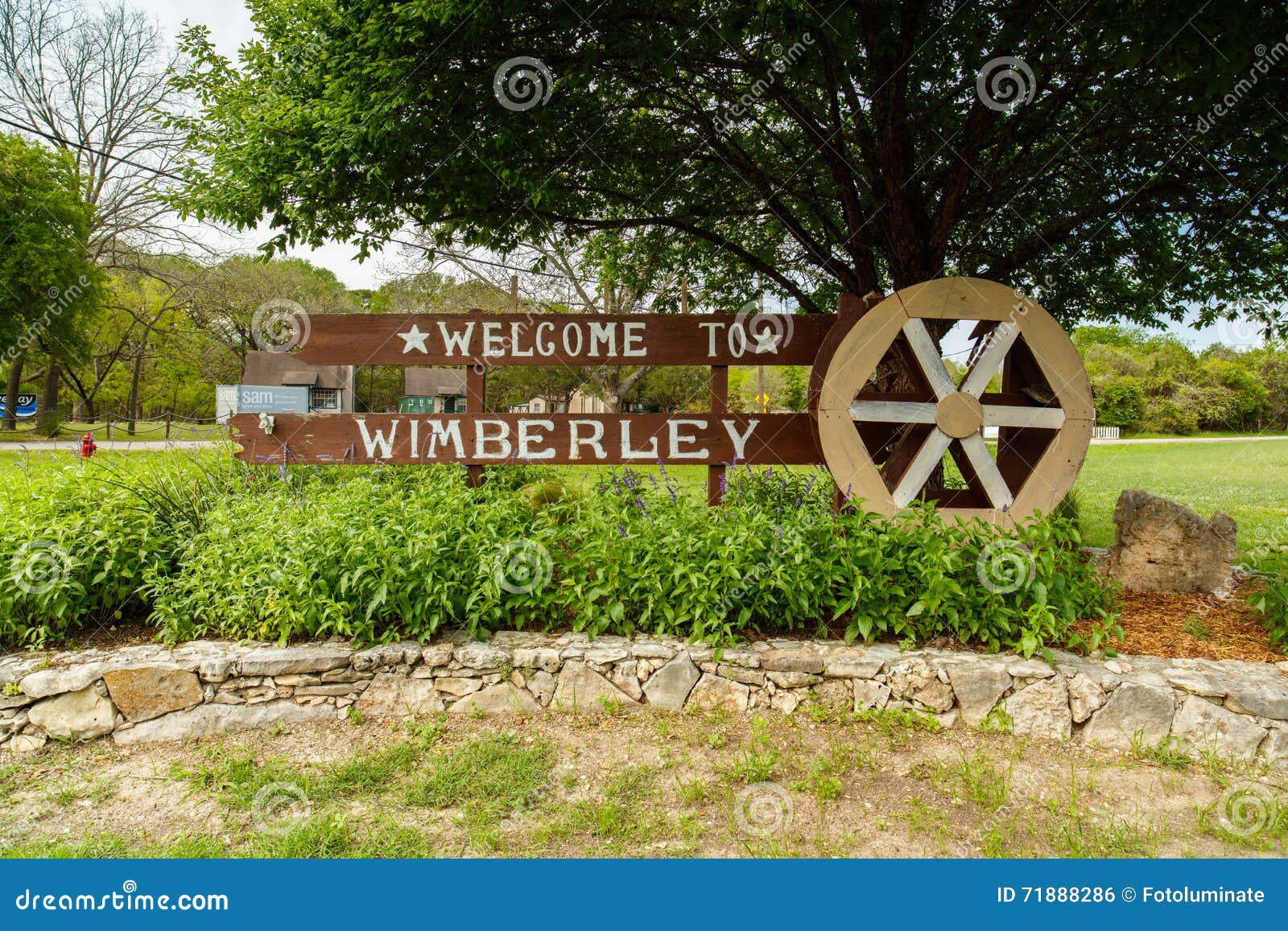 Wimberley Texas Sign foto editorial. Imagen de colina - 71888286