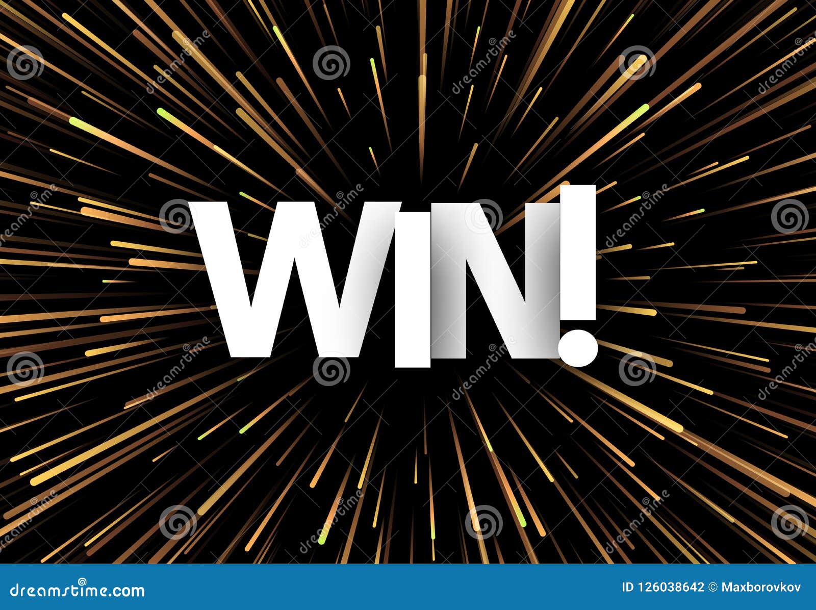 Win Abstract Poster with Golden Firework. Stock Vector - Illustration ...