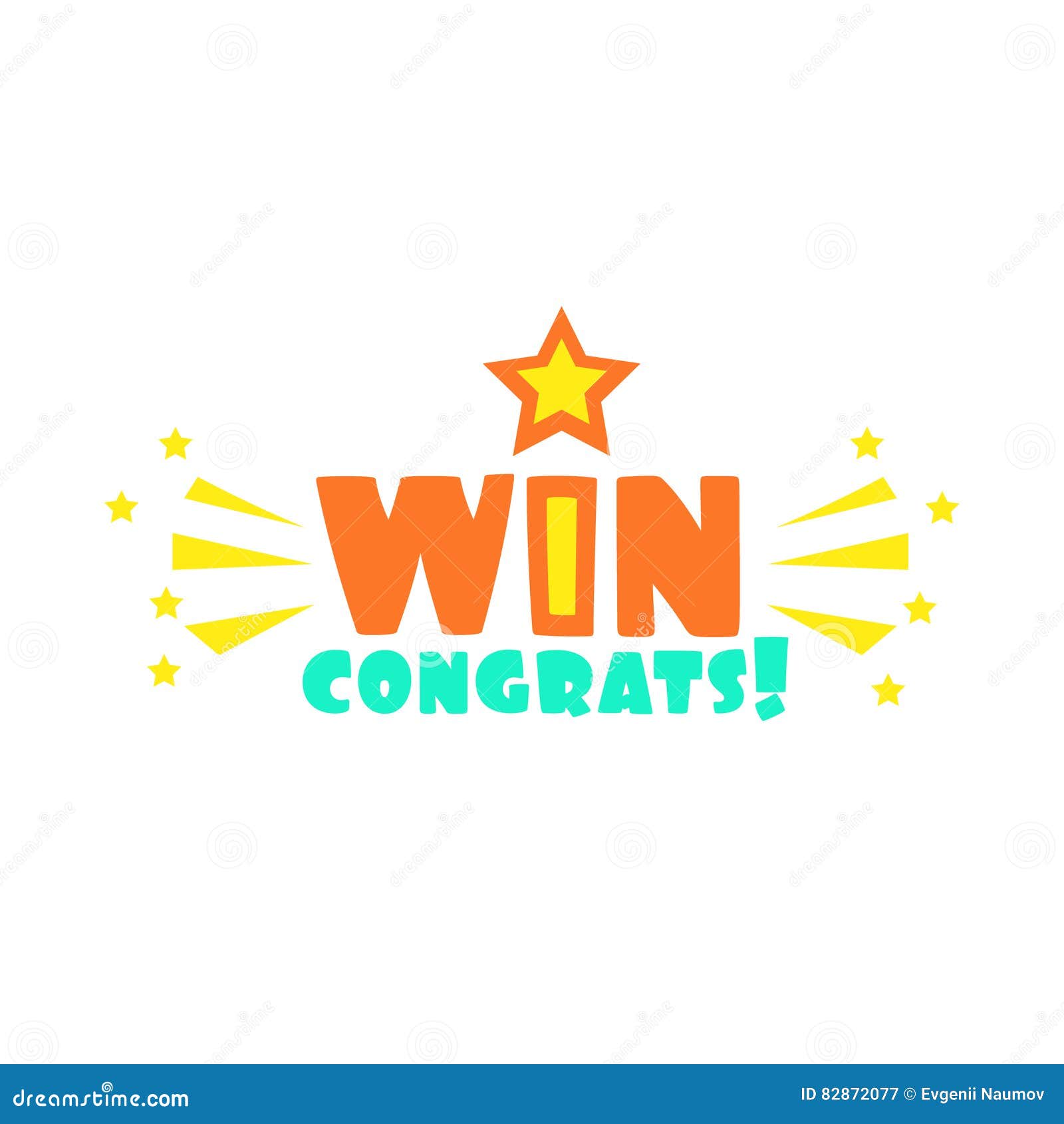 Win Congratulations Sticker With Star And Sparks Design Template For ...