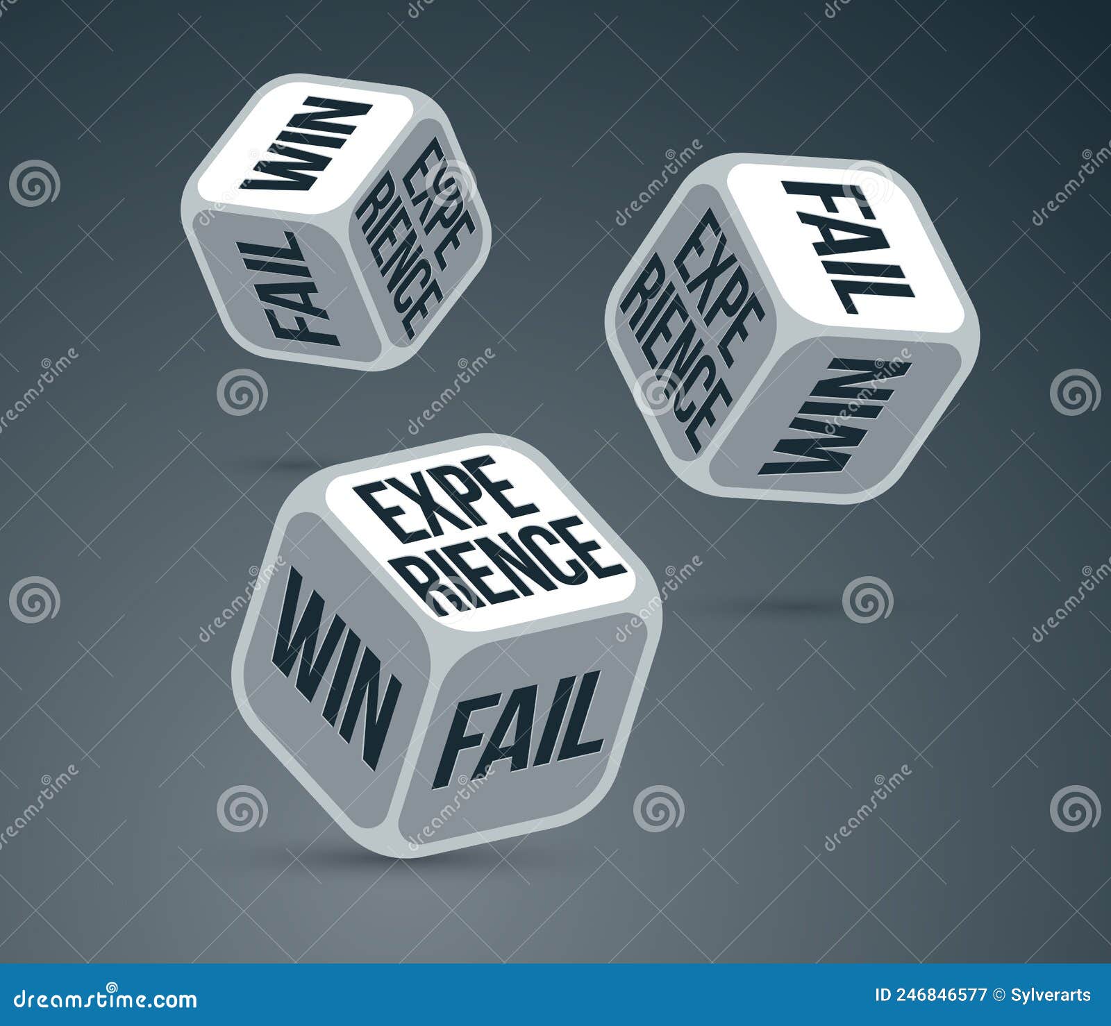 Win or Fail or Experience Dice Rolling Vector Illustration. Stock ...