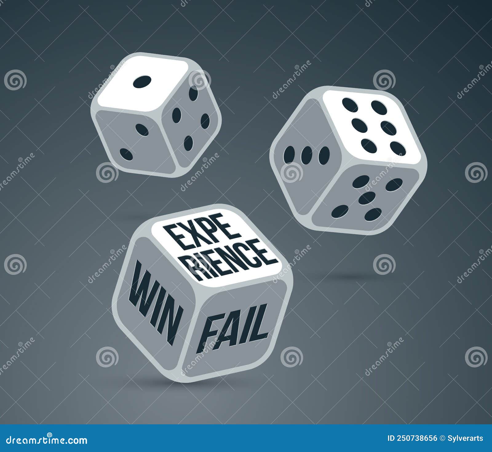 Win or Fail or Experience Dice Rolling Vector Illustration. Stock ...