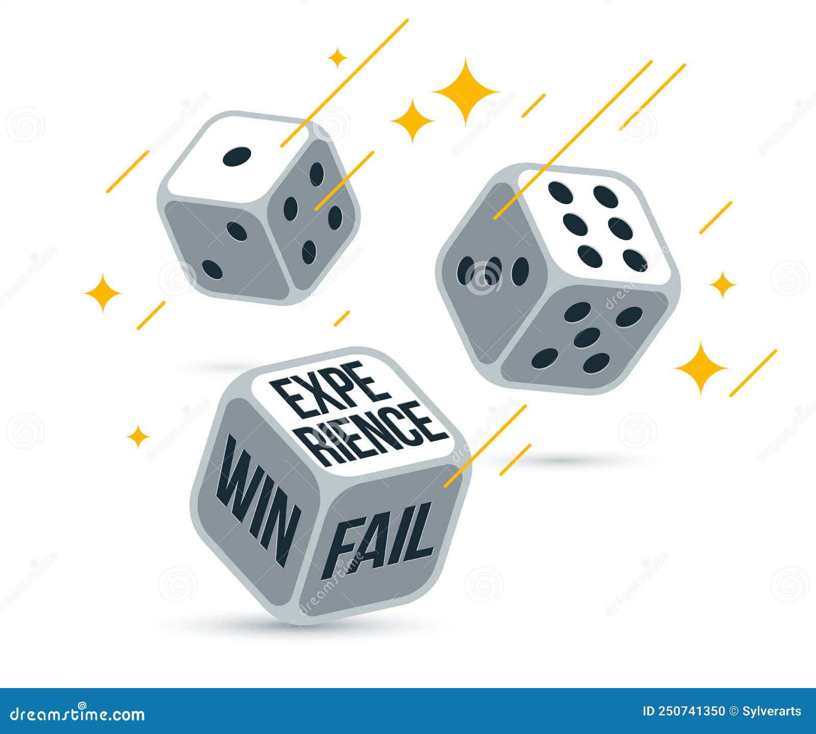 Win or Fail or Experience Dice Rolling Vector Illustration. Stock ...