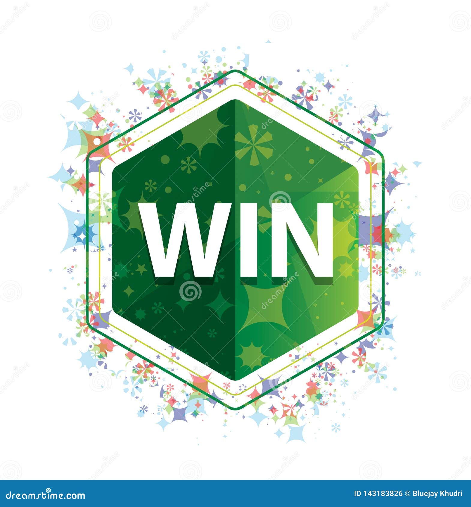 Win Floral Plants Pattern Green Hexagon Button Stock Illustration ...