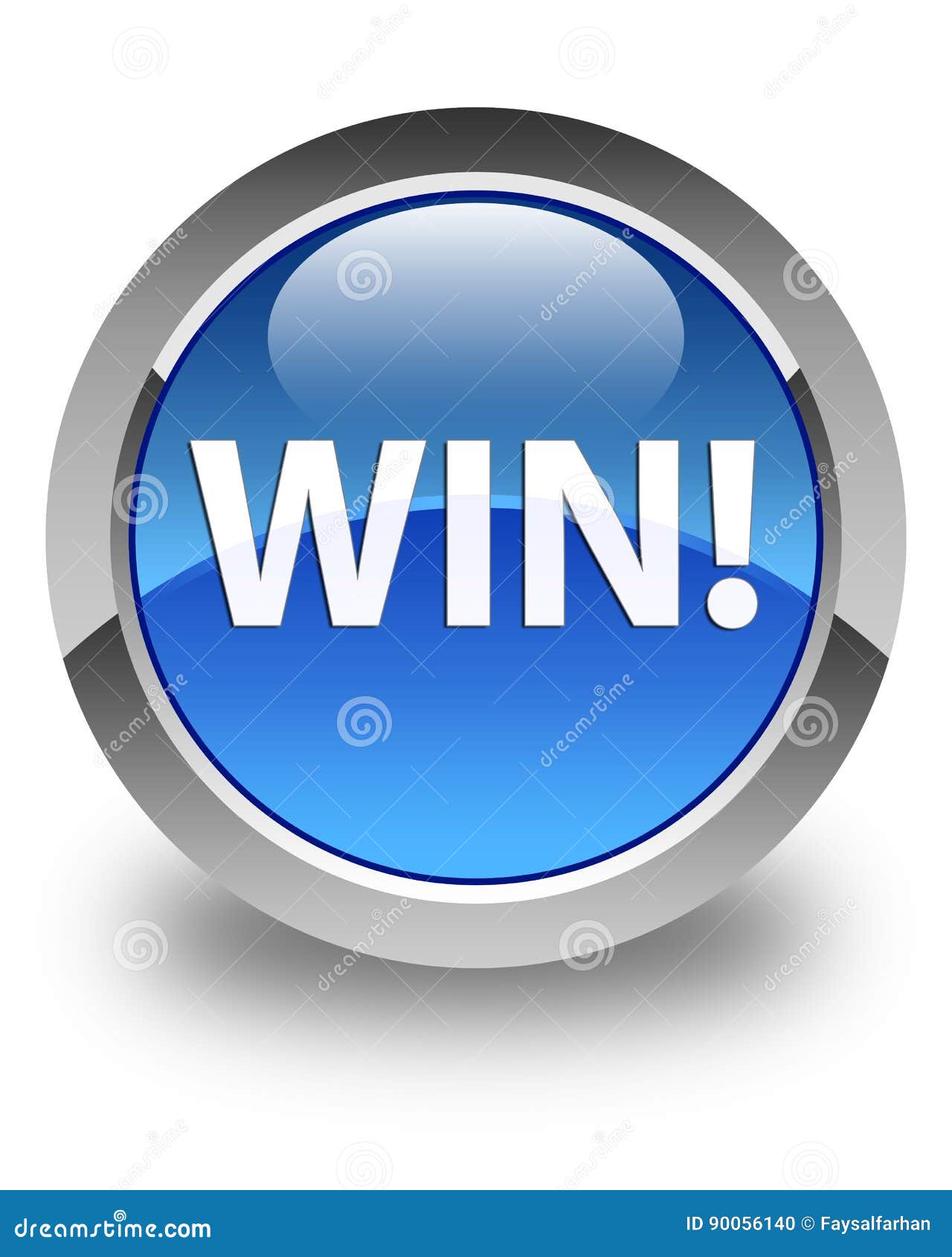 Win Glossy Blue Round Button Stock Illustration - Illustration of round ...