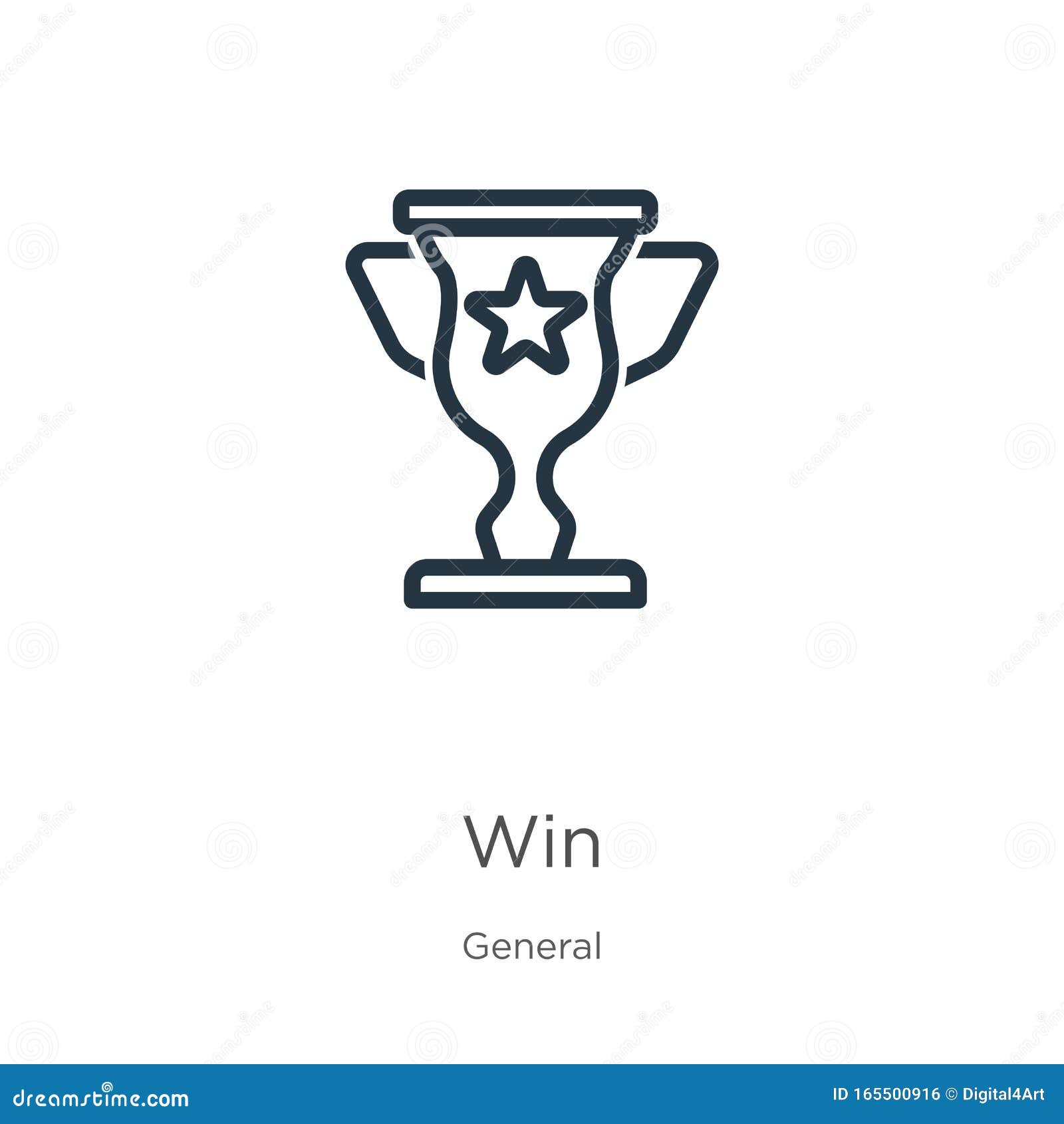 Win Icon. Thin Linear Win Outline Icon Isolated on White Background ...