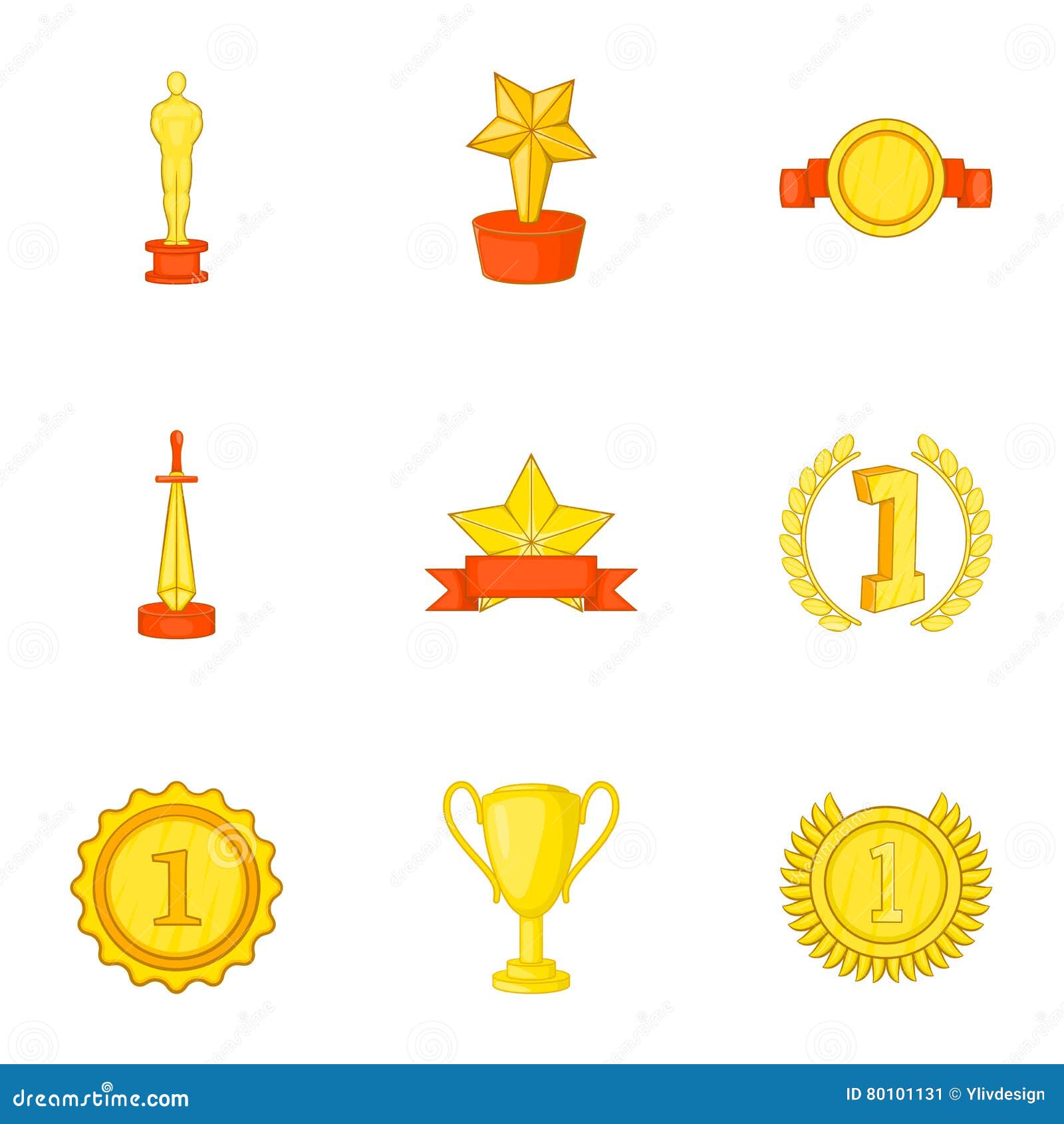 Win Icons Set, Cartoon Style Stock Vector - Illustration of prize ...