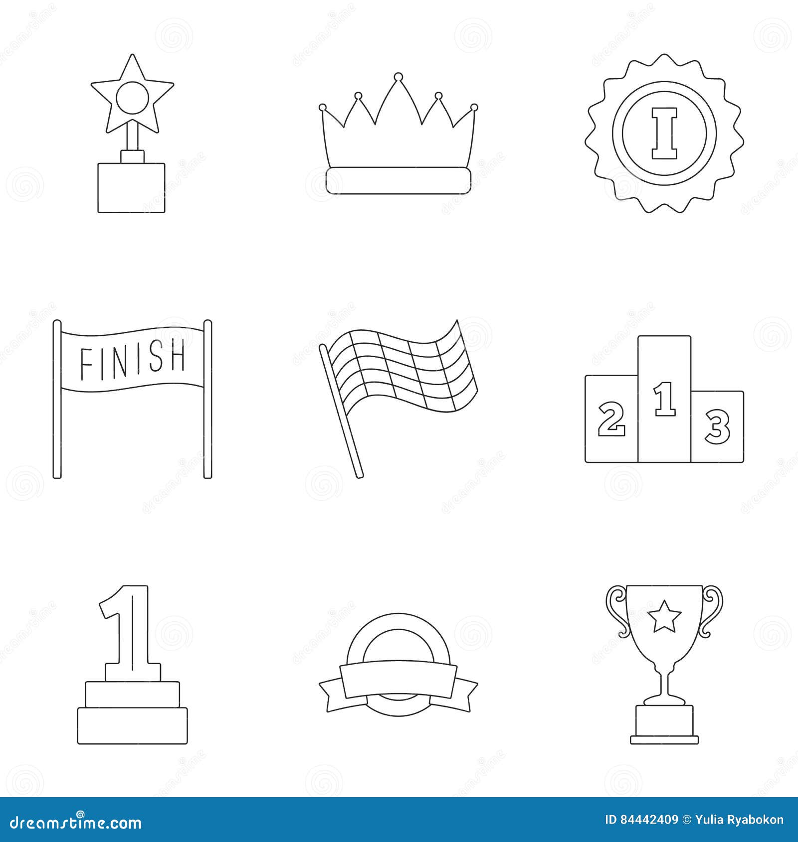Win Icons Set, Outline Style Stock Vector - Illustration of object ...