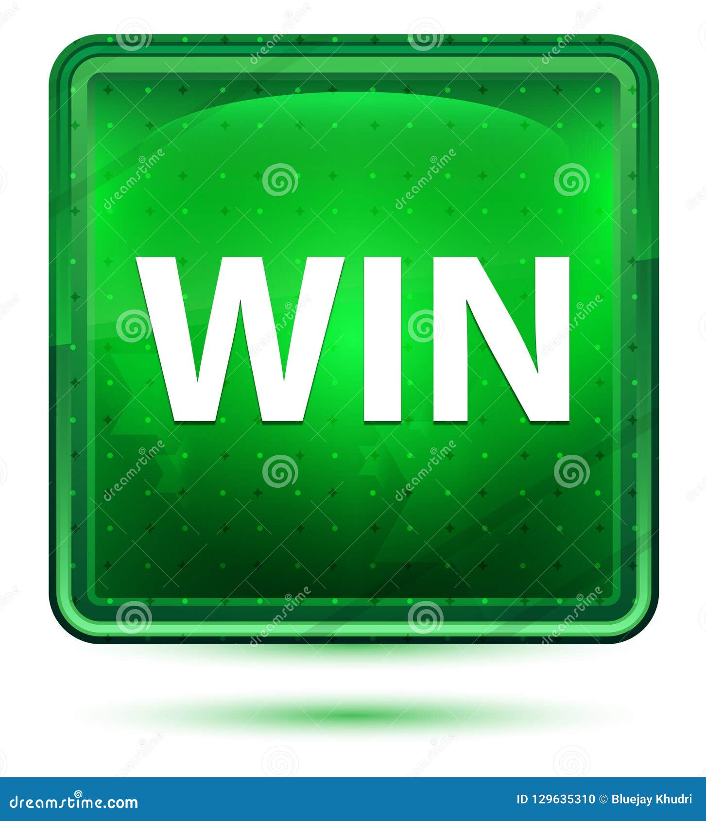 Win Neon Light Green Square Button Stock Illustration - Illustration of ...