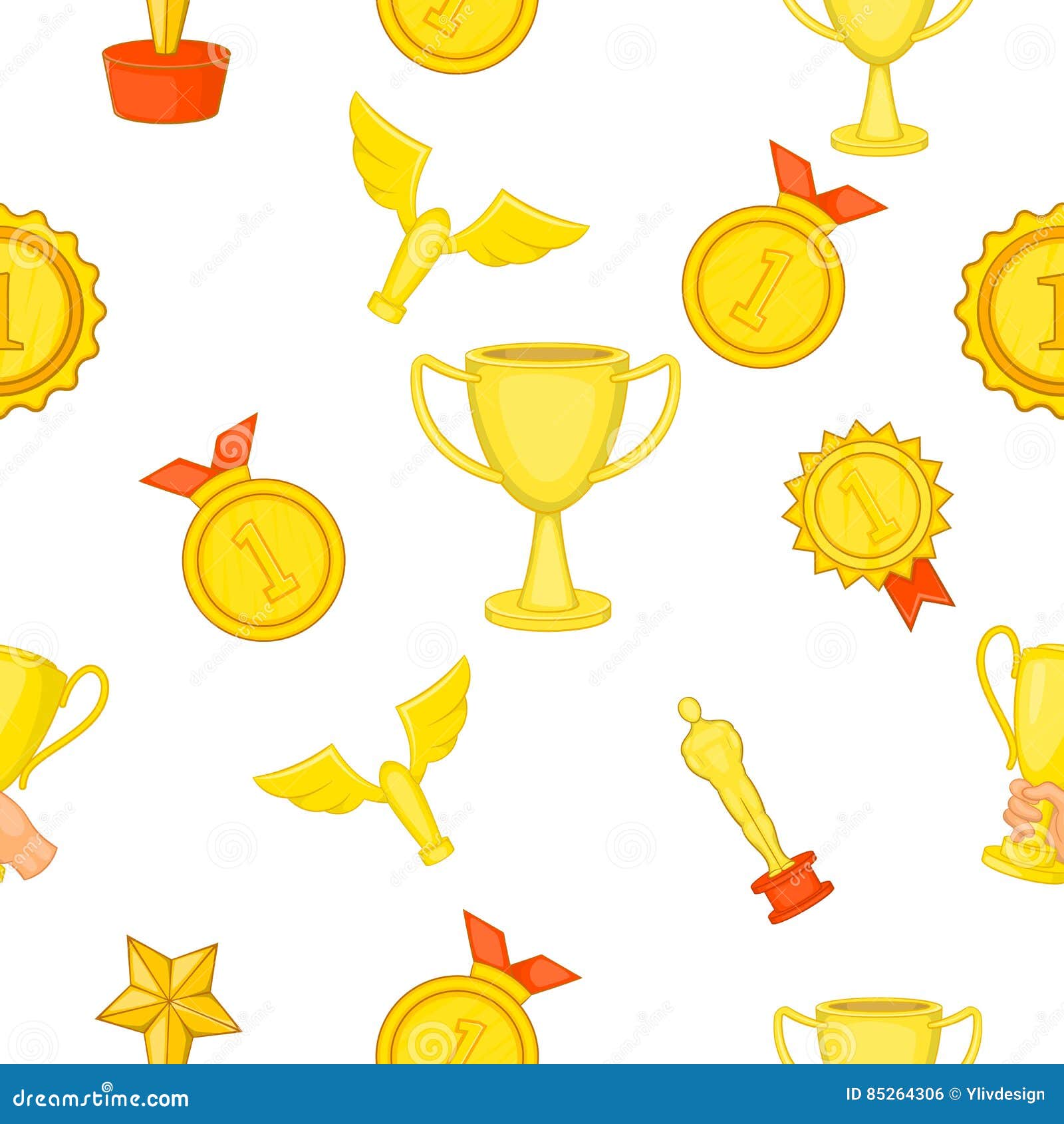 Win pattern, cartoon style stock vector. Illustration of medal - 85264306
