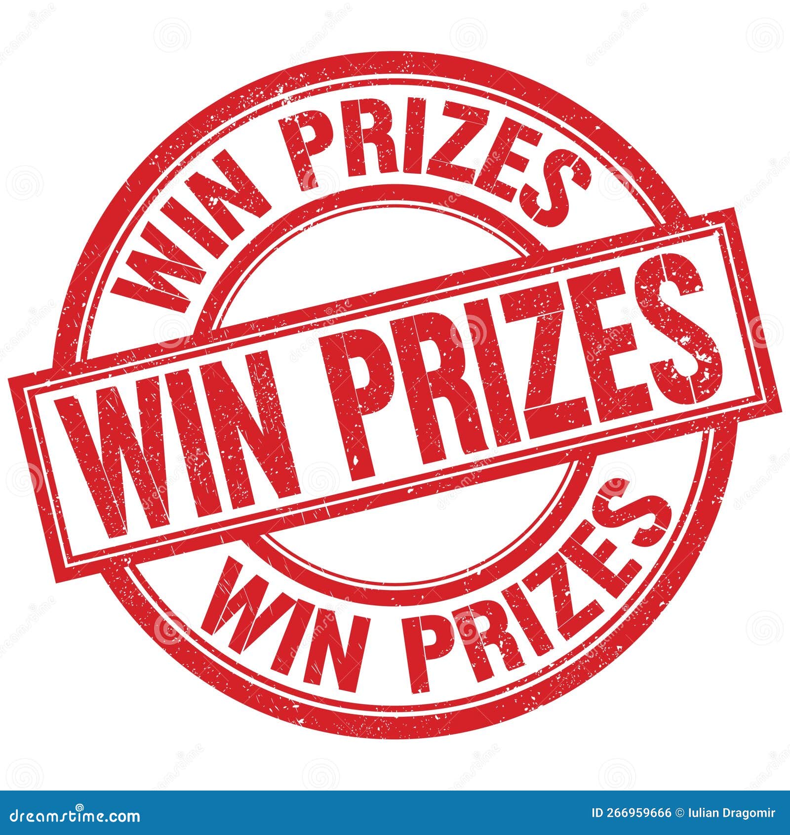 WIN PRIZES Written Word on Red Stamp Sign Stock Illustration ...