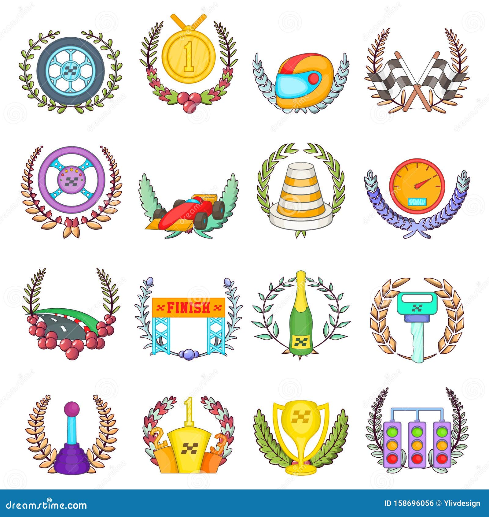 Race Car Icons - Black And White Vector Illustration | CartoonDealer ...