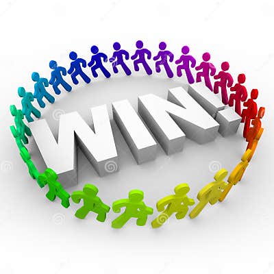 Win - Runners Around Word stock illustration. Illustration of challenge ...