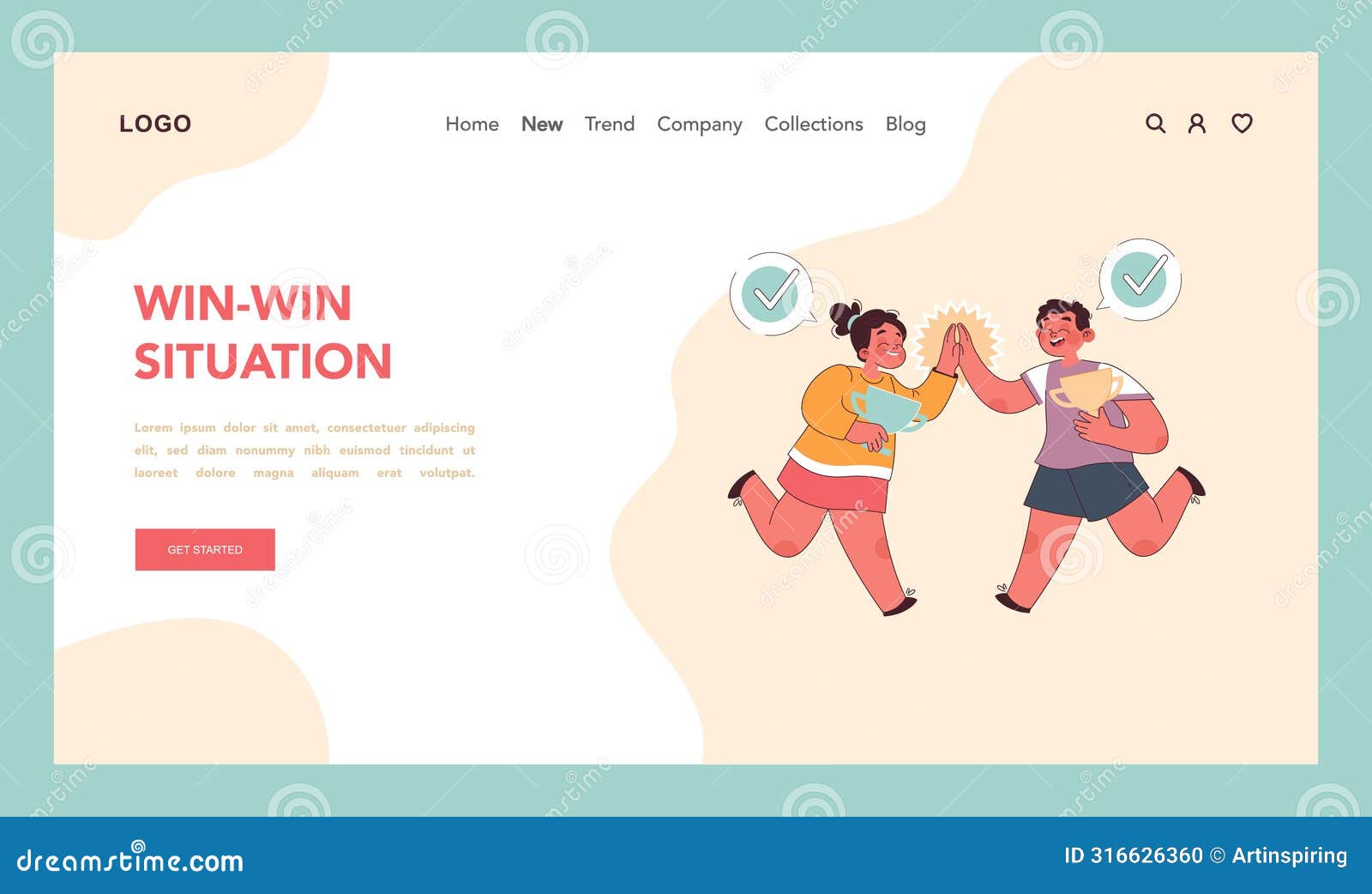 Win-Win Situation Concept. Flat Stock Vector - Illustration of highfive ...