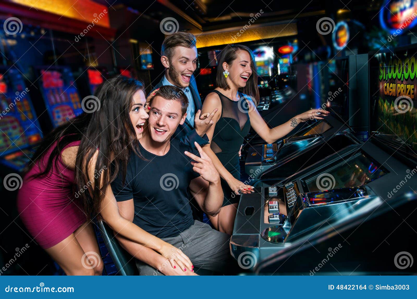 Win on slot machine stock photo. Image of business, caucasian - 48422164