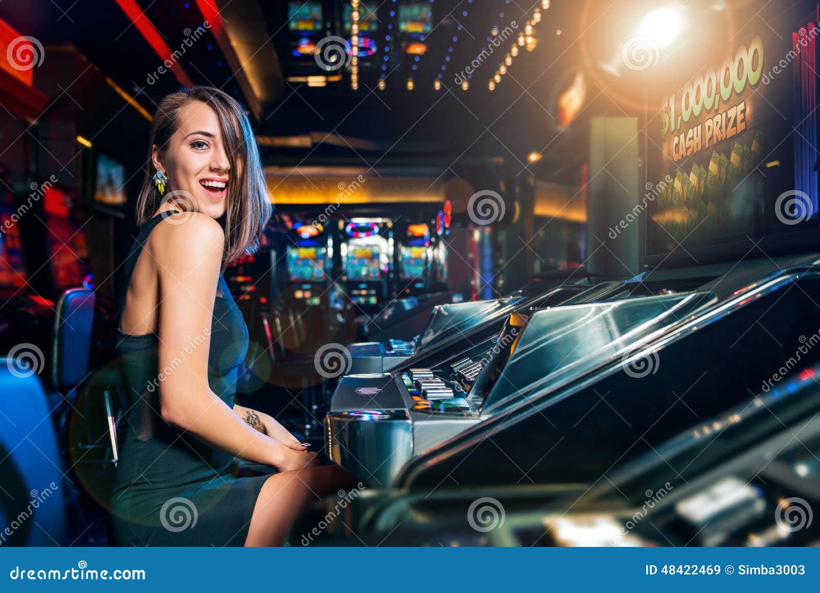 Win on slot machine stock image. Image of automated, friendship - 48422469