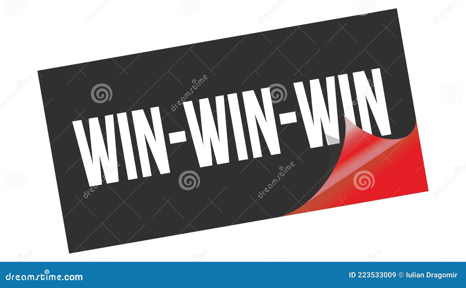 WIN-WIN-WIN Text on Black Red Sticker Stamp Stock Illustration ...