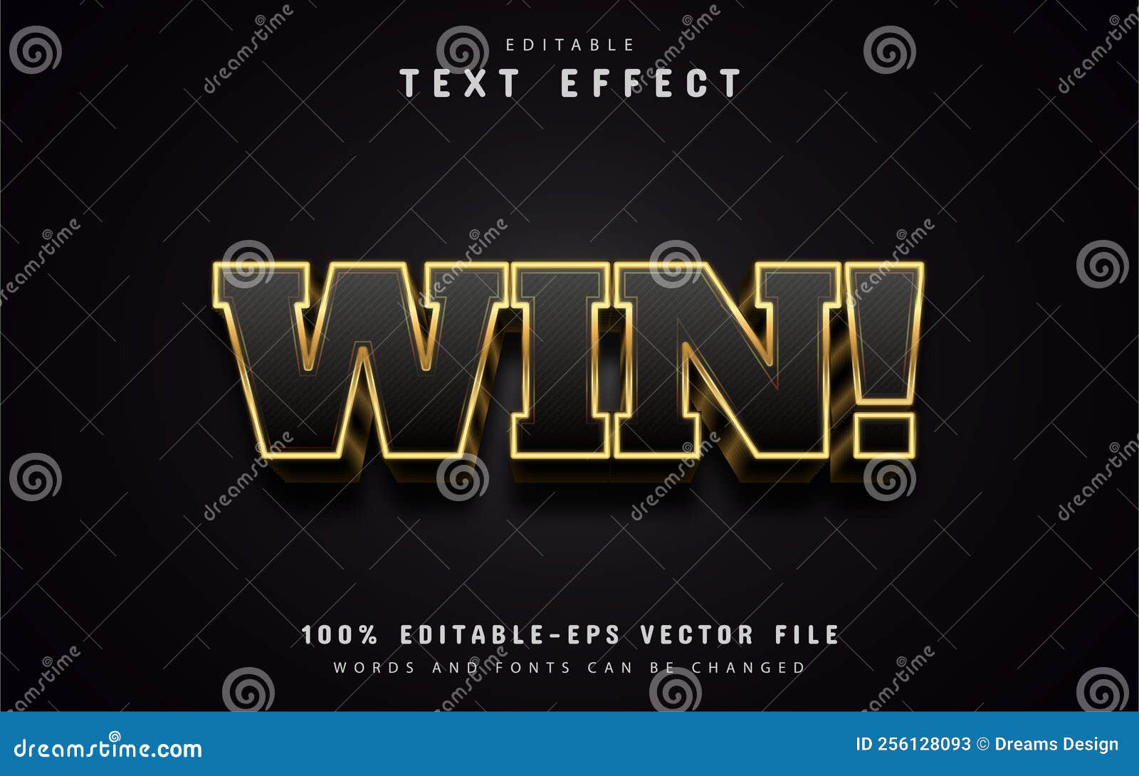 Win Text, 3d Gold Style Text Effect Stock Vector - Illustration of ...