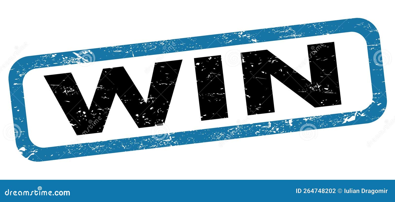 WIN Text Written on Blue-black Rectangle Stamp Stock Illustration ...