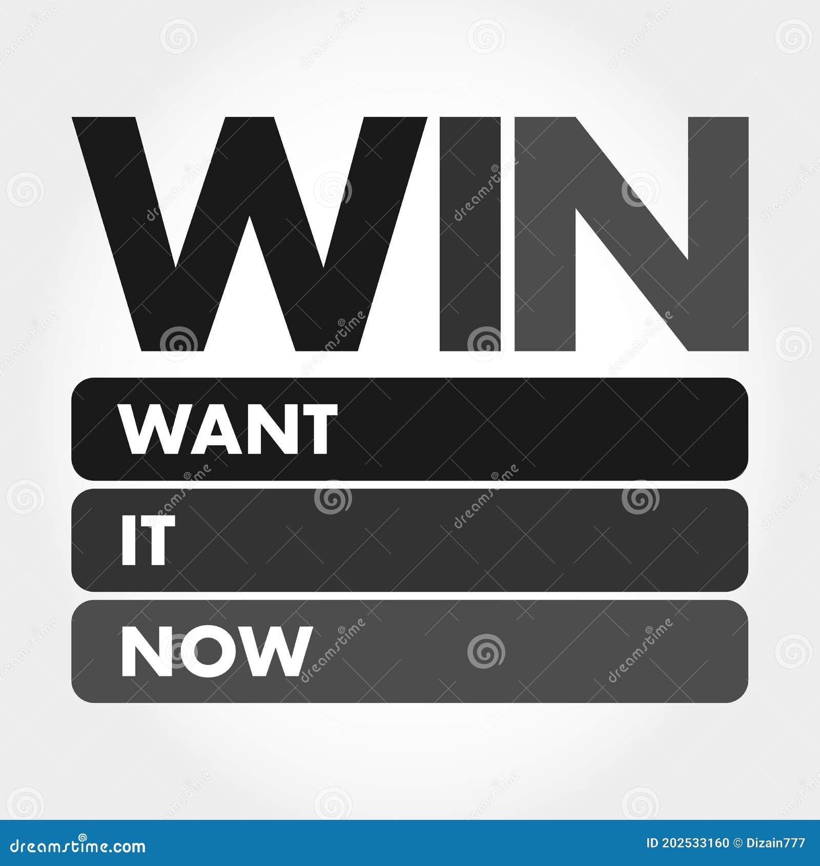 WIN - Want It Now Acronym Text Stamp, Concept Background Royalty-Free ...