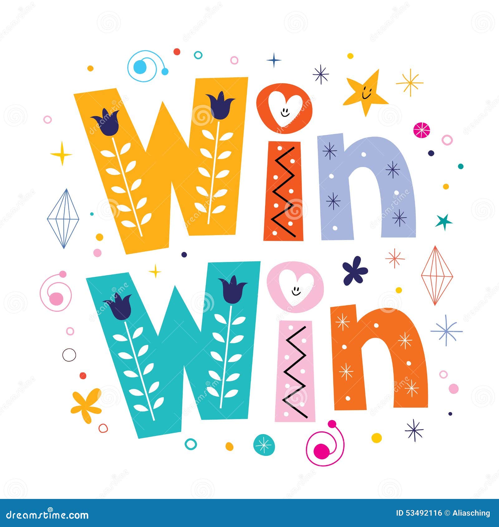 Win Win Decorative Lettering Text Stock Vector - Illustration of result ...