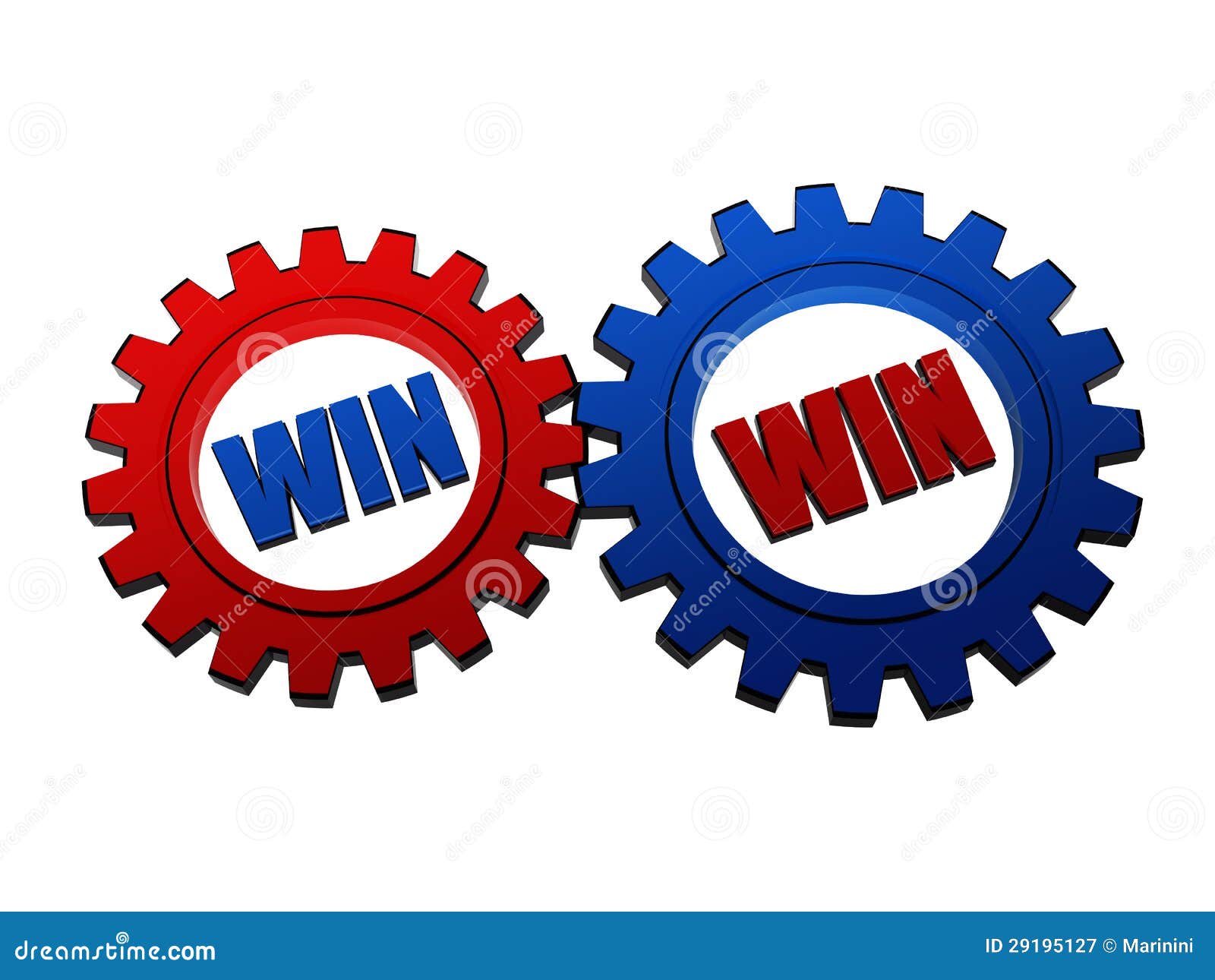 Win Win in Red and Blue Gearwheels Stock Illustration - Illustration of ...