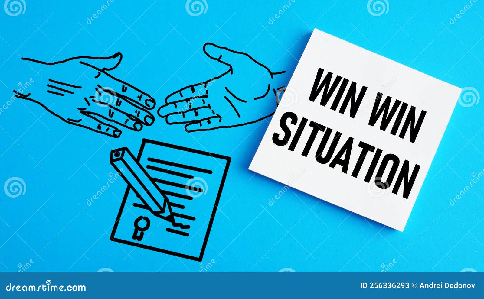 Win Win Situation is Shown Using the Text and Picrture of Handshake ...
