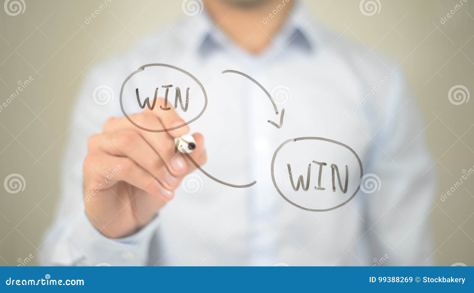 Win Win Strategy, Man Writing on Transparent Screen Stock Image - Image ...
