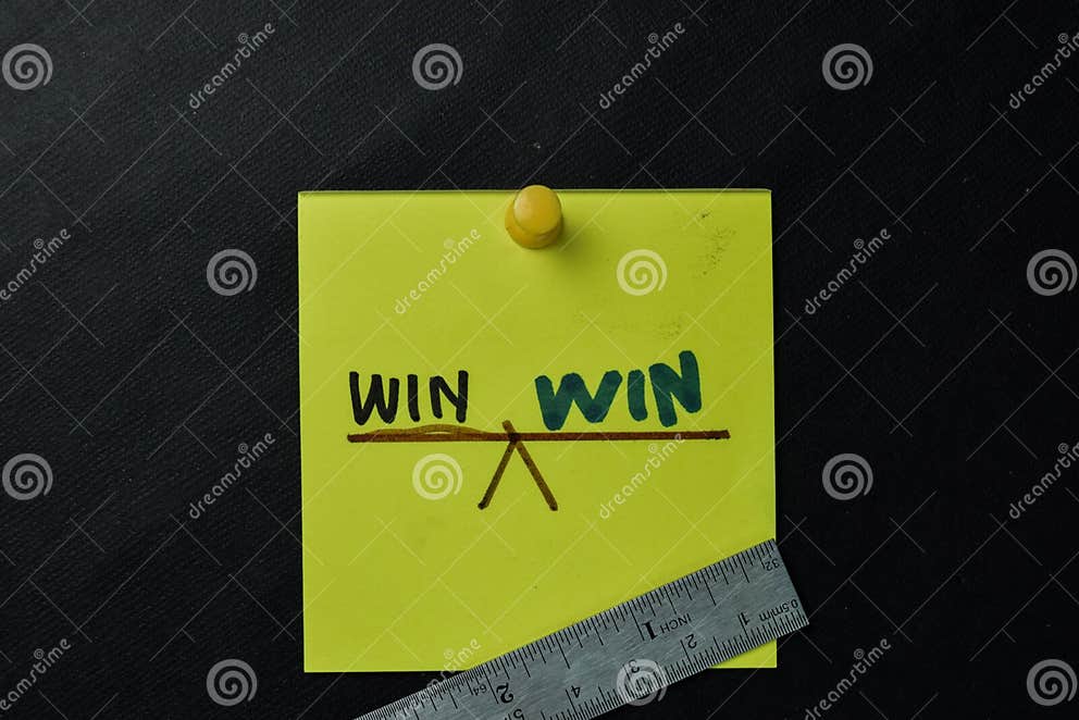 Win Win Write on Sticky Notes Isolated on Office Desk Stock Photo ...