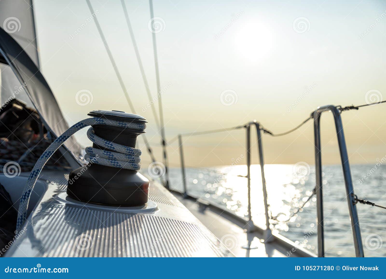 Winch on a sailing yacht stock photo. Image of sheets - 105271280