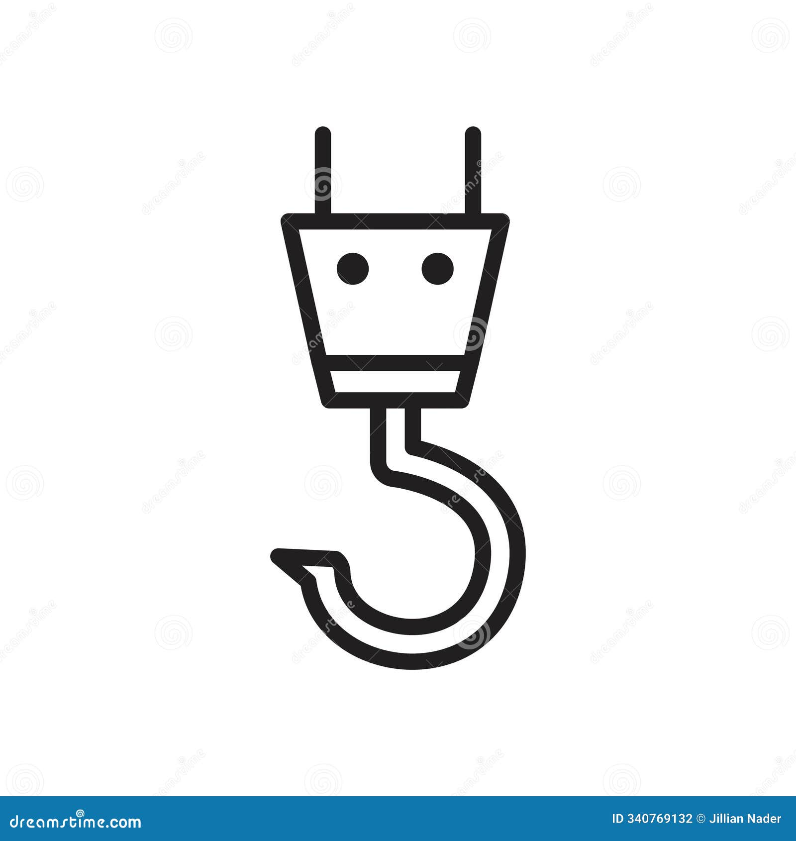 Winch Hook Icon Thin Line Flat Illustration Stock Illustration ...
