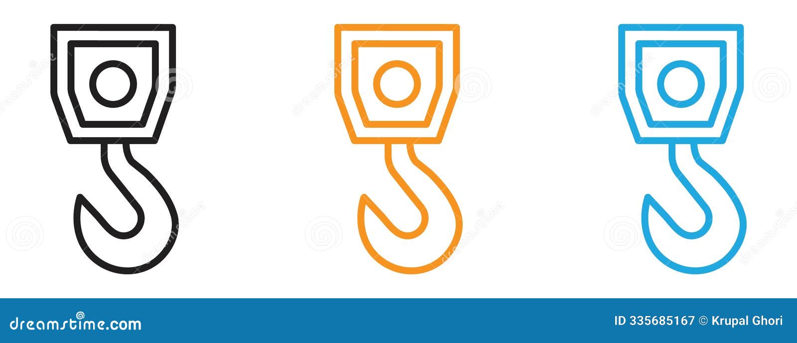 Winch Hook Icon Thin Line Illustration Set Stock Vector - Illustration ...