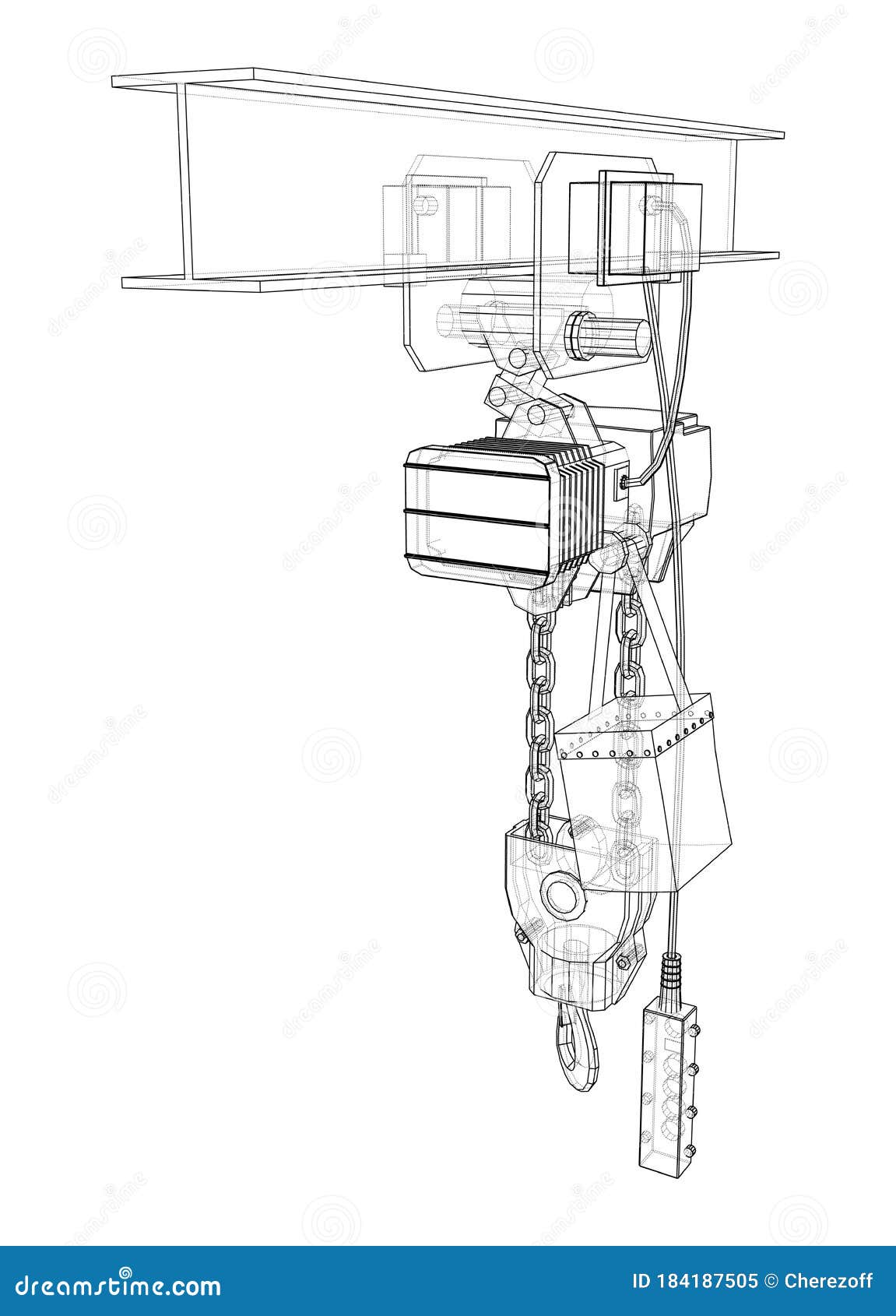 Winch or Lifting Machine Concept Outline. Vector Stock Vector ...