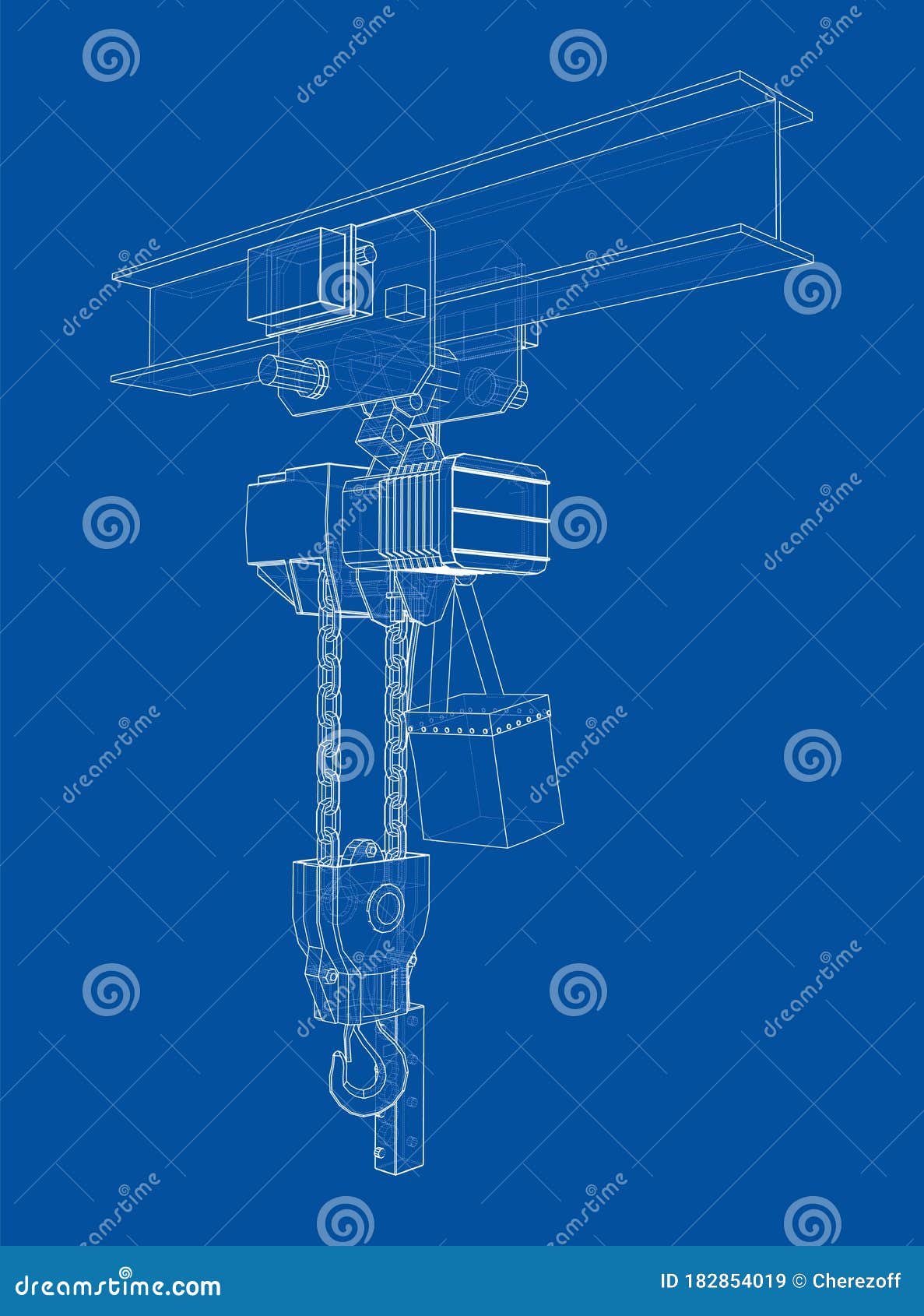 Winch or Lifting Machine Concept Outline. Vector Stock Vector ...