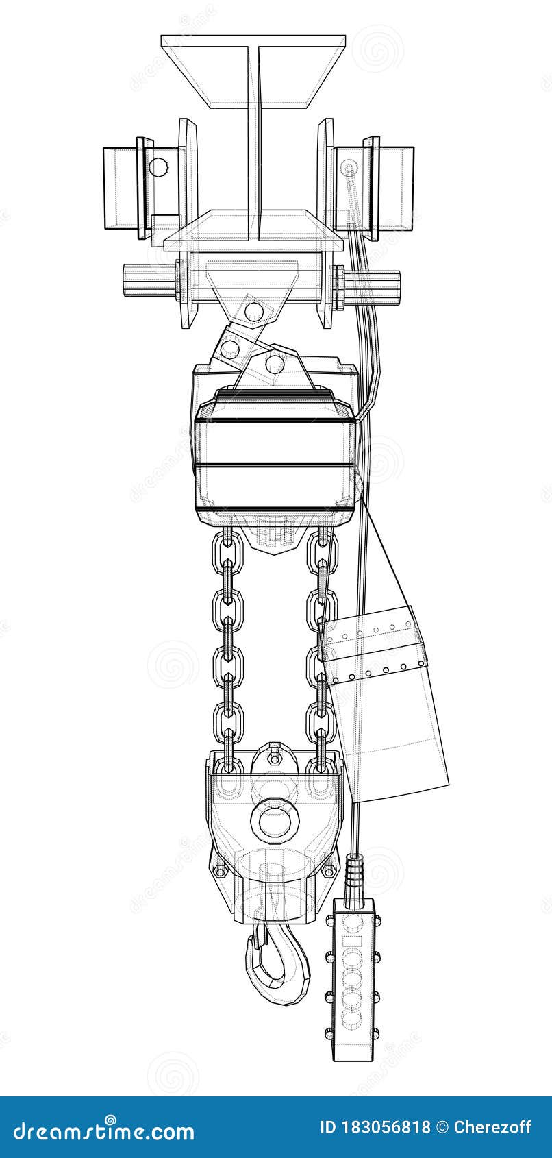 Winch or Lifting Machine Concept Outline. Vector Stock Vector ...