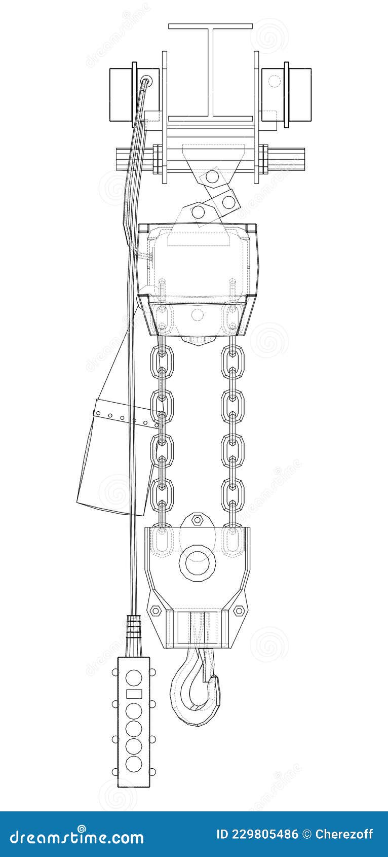 Winch or Lifting Machine Concept Outline. Vector Stock Vector ...