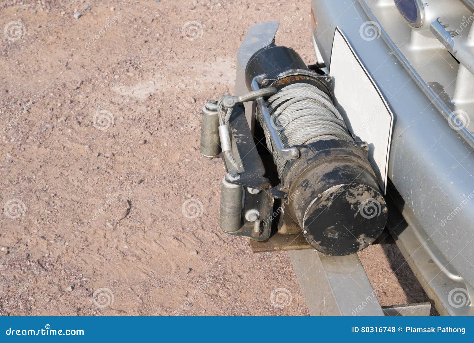 Winch - offroad equipment stock photo. Image of load - 80316748