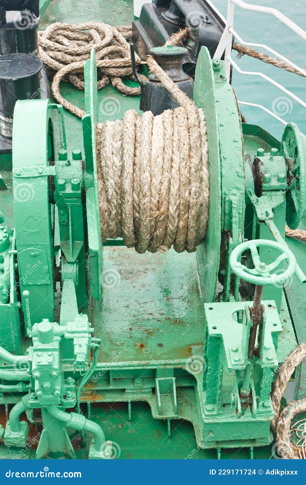 Winch with rope stock photo. Image of hang, motor, winch - 229171724