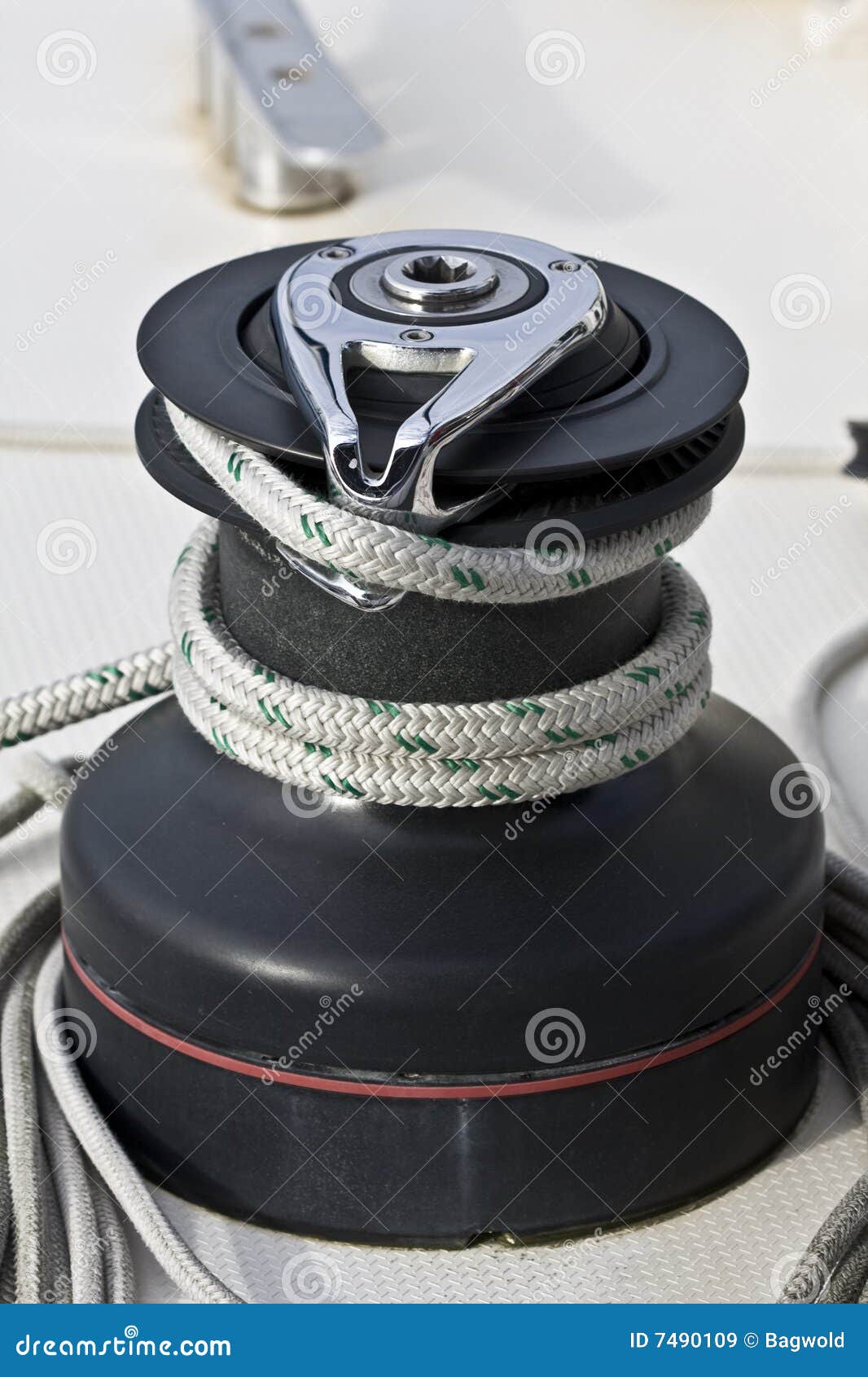Winch on a sailing boat. stock image. Image of sailor - 7490109