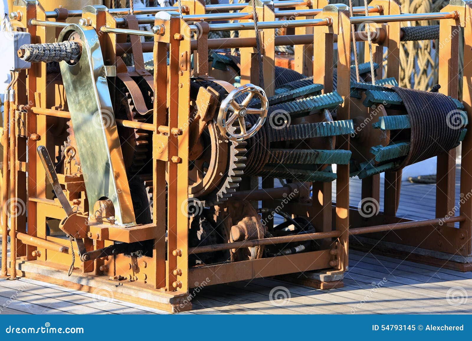 Winch on old sailing ship stock image. Image of marine - 54793145