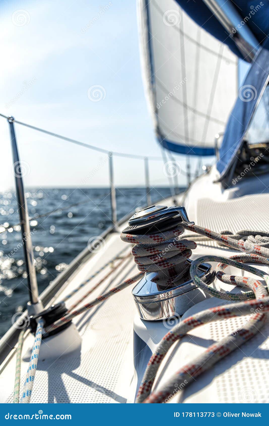 Winch on a sailing yacht stock image. Image of stearing - 178113773