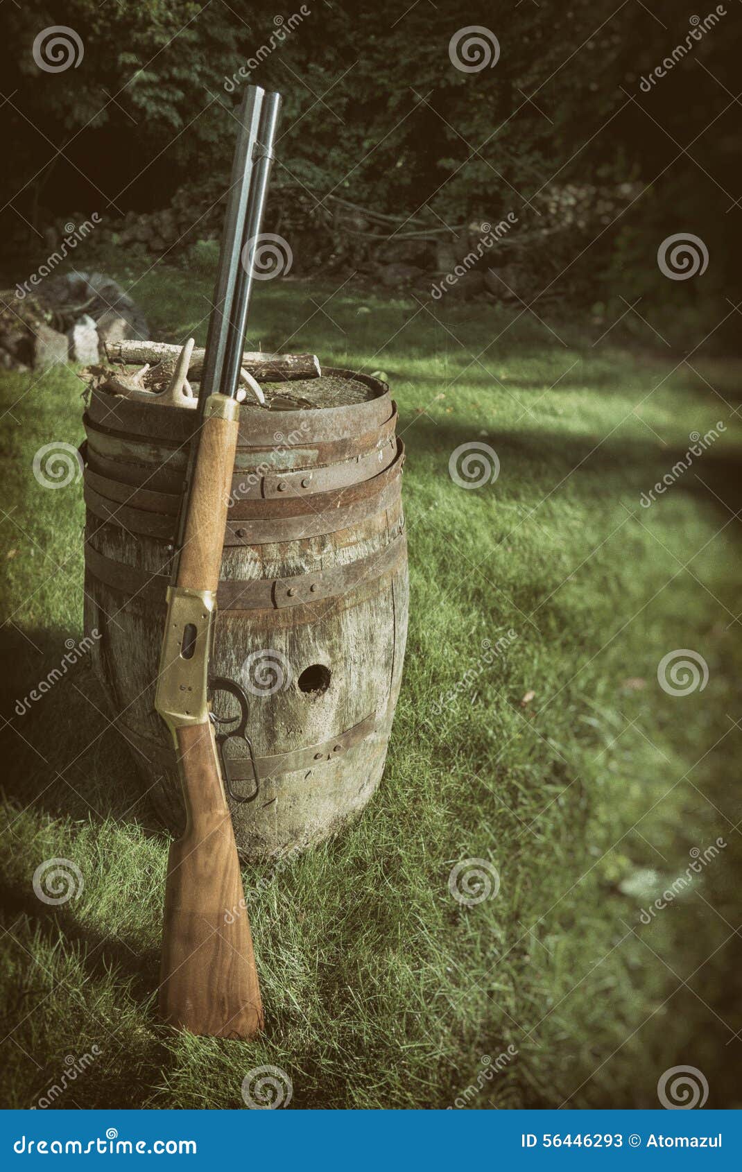 Winchester Centennial 66 Rifle and Old Barrel Stock Image - Image of ...