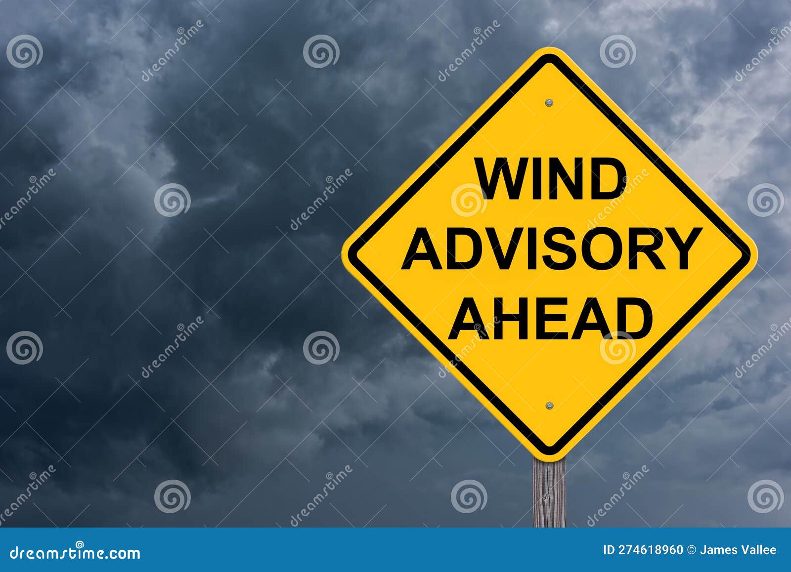 Wind Advisory Warning Sign stock photo. Image of warning - 274618960