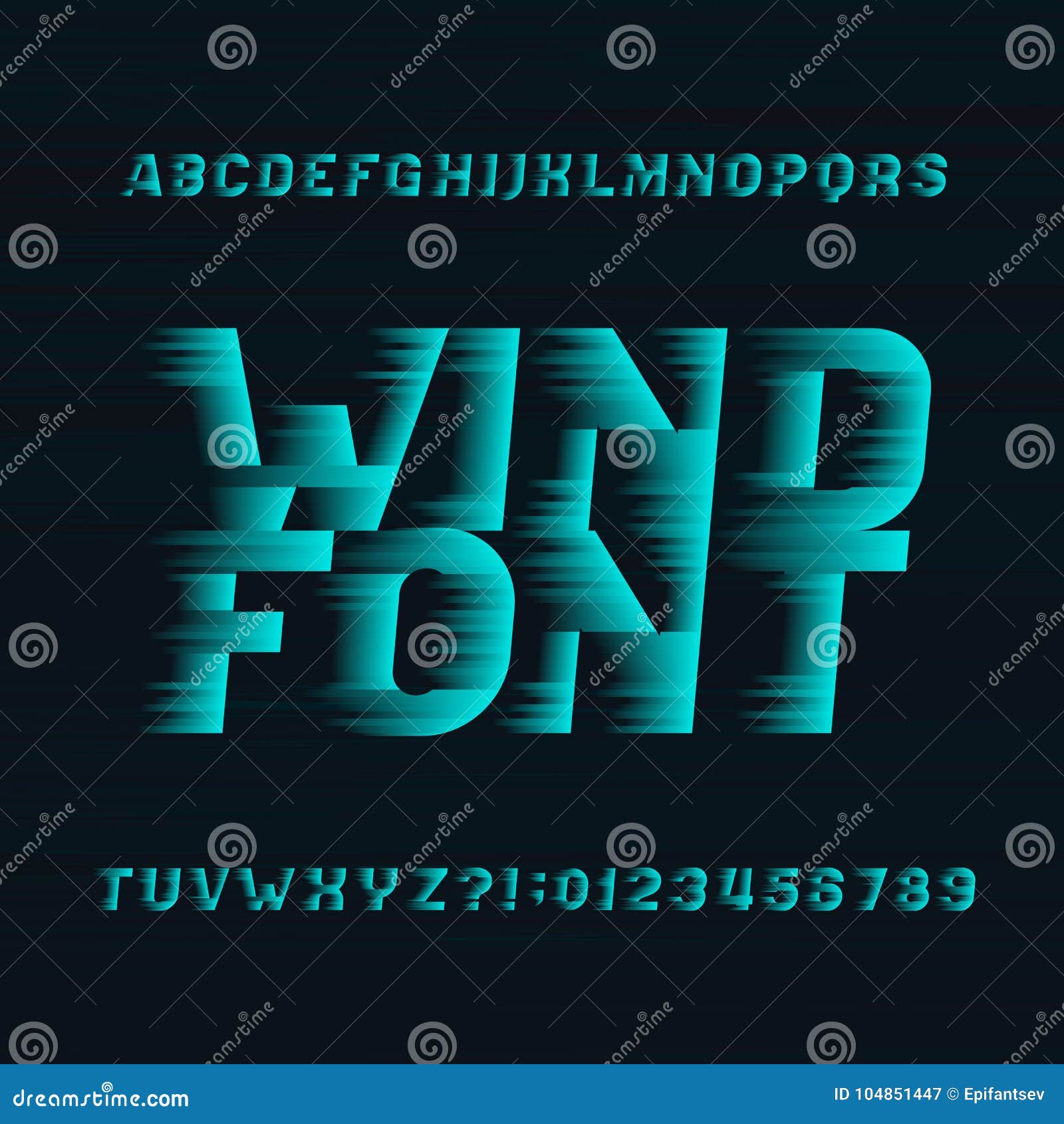 Wind Alphabet Vector Font. Speed Effect Type Letters and Numbers on a ...