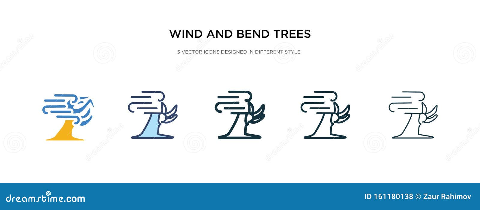 Wind and Bend Trees Icon in Different Style Vector Illustration. Two ...