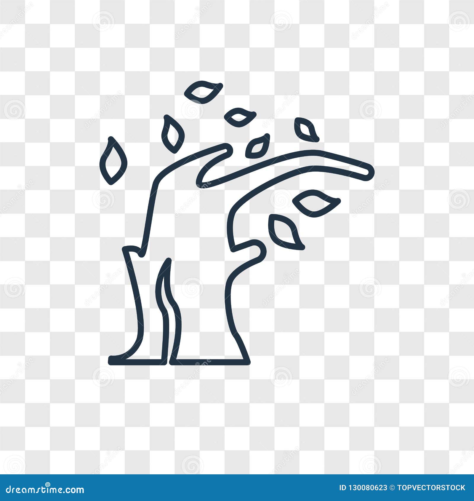Wind Bending Tree Concept Vector Linear Icon Isolated On Transparent ...
