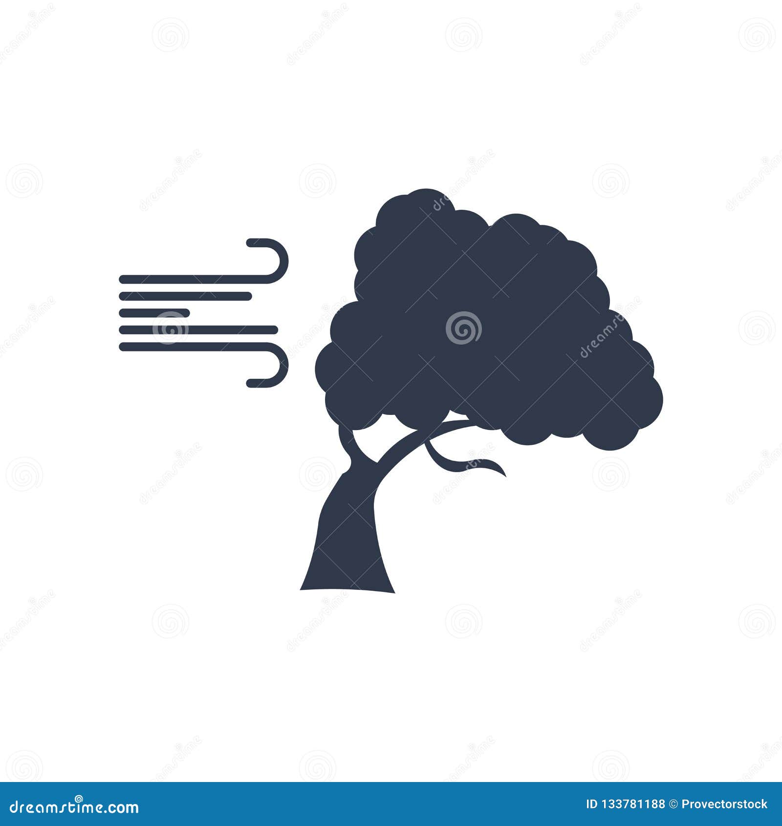 Wind Bending Tree Concept Vector Linear Icon Isolated On Transparent ...