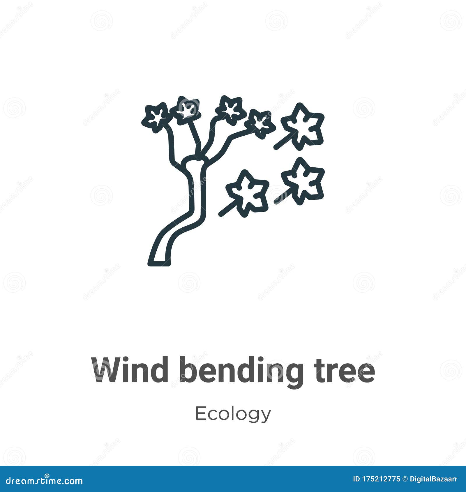 Wind Bending Tree Icon Vector Isolated On White Background, Logo ...